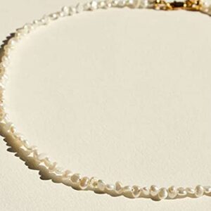 Pearl Choker Necklace 16'' Pearl Chain Necklace 3mm Handpicked Dainty Tiny Small Beaded Pearl Necklace Gifts for Women Girls