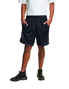 champion men's 7" taped mesh short, black/black, medium