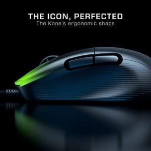 ROCCAT Kone Pro PC Gaming Mouse, Lightweight Ergonomic Design, Titan Switch Optical, AIMO RGB Lighting, Superlight Wired Computer Mouse, Titan Scroll Wheel, Honeycomb Shell, 19K DPI, Black