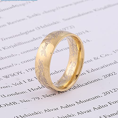 TUTOUD Jewelry Stainless Steel Rings The Lords Best Welcome Finger The Rings Jewellery for Party Wedding Band Anniversary Engagement(Gold，9)