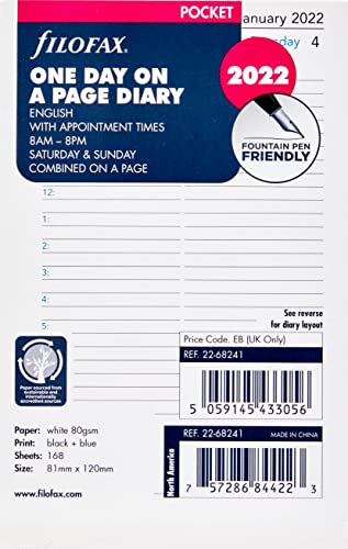 Filofax Pocket Day per Page English appointments Diary - 2022