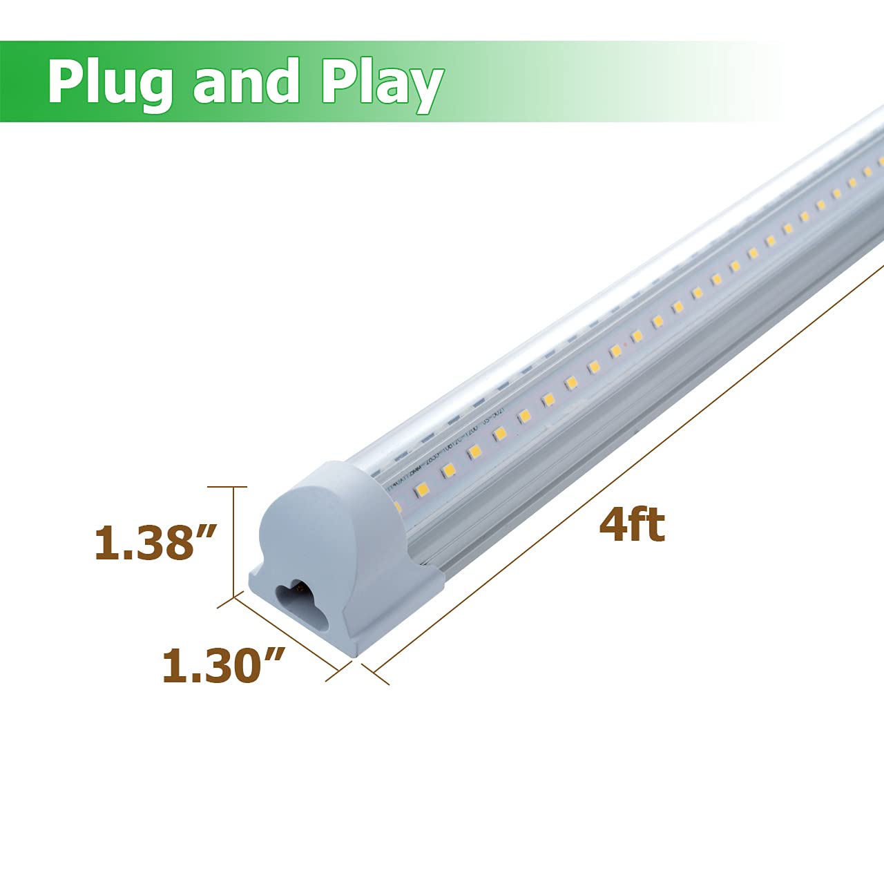 HOLDWILL 6 Pack T8 Led 4FT 40W Integrated V Shaped Tube Light,Linkable White Daylight 6000k Integrated Fixture Garage Lights, Indoor Led Shop Lights for Workshop with On/Off Switch Cable Clear Cover