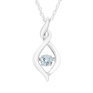 boston bay diamonds .925 sterling silver & blue aquamarine infinity twist dancing brilliance in motion pendant necklace with rope chain - 18”