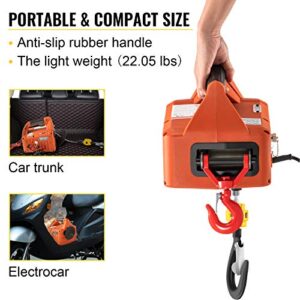 VEVOR 3in1 Electric Hoist Winch, 1500W Portable Electric Winch, 110V Power Winch Crane, 25ft Lifting Height, Overload Protection for Lifting