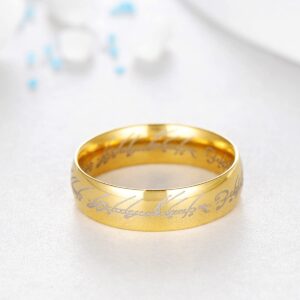 TUTOUD Jewelry Stainless Steel Rings The Lords Best Welcome Finger The Rings Jewellery for Party Wedding Band Anniversary Engagement(Gold，9)