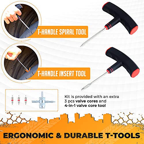 Vehiclex Tire Plug Repair Kit for Car, Motorcycle, ATV, Tractor, Lawn Mover - Essential Tire Repair Kit for Flat Tire Punctures Repair