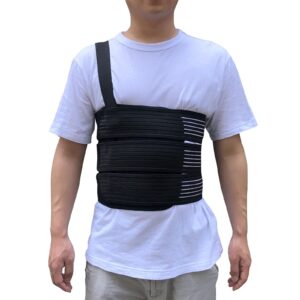 rib belt chest binder for broken injury ribs, elastic rib brace compression support to reduce rib cage pain, fractured, dislocated and post-surgery ribs (l (33" to 43"))