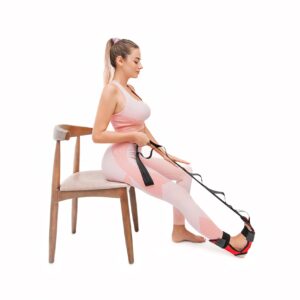 Fascia Stretcher & Foot Stretcher for Plantar Fasciitis with Massage Ball, Achilles Tendinitis, Foot Drop, Yoga Foot & Leg Stretching Strap (Red)