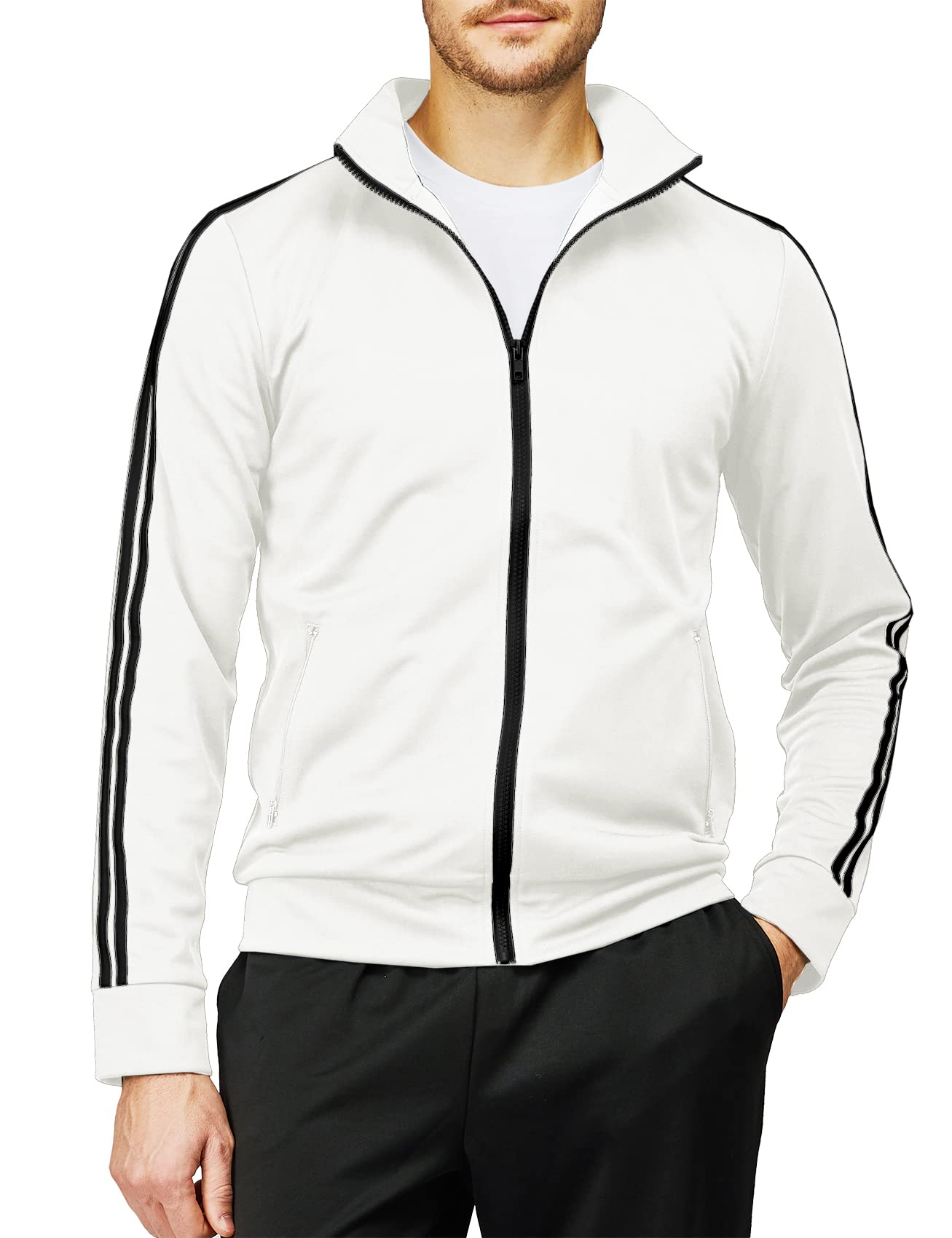 H2H Men's Essentials Warm-Up tripes Track Top IVORY US 3XL/Asia 4XL (CMOJA0103)