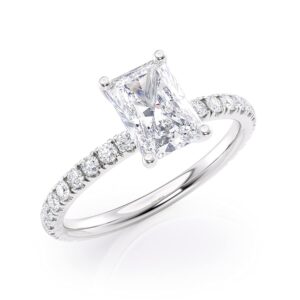 beverly hills jewelers 2 carat radiant cut moissanite engagement ring w 1/4 carat natural diamond - 14k white gold (g-h/vs, g-h/si, cttw, dew) anniversary promise ring for women size 6.5 made in usa