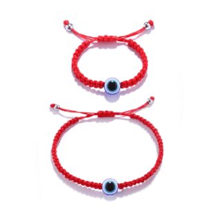 sucanra evil eye bracelet mommy and me matching bracelet set kabbalah protection amulet for women little girls & boys (braided rope style (2pcs family pack))