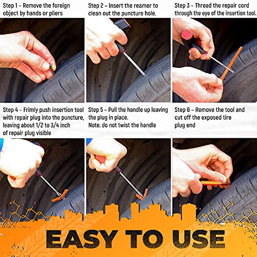 Vehiclex Tire Plug Repair Kit for Car, Motorcycle, ATV, Tractor, Lawn Mover - Essential Tire Repair Kit for Flat Tire Punctures Repair