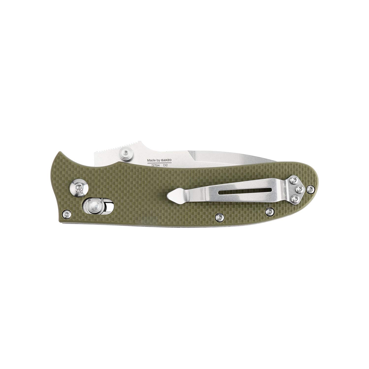 Ganzo D704-GR Pocket Folding Knife D2 Steel Flip Blade G10 Anti-Slip Handle with Clip Hunting Gear Fishing Camping Folder Outdoor EDC Pocket Knife (Green)