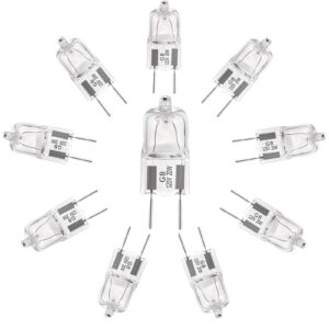 ybek g8 halogen light bulbs 20w 120v xenon under cabinet lighting replacements 2pin 2700k warm white (pack of 10)