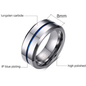 SHELOVES Wedding Rings Set for Couple Womens Cz Sterling Silver Mens Blue Tungsten Bands Him and Her 12+10