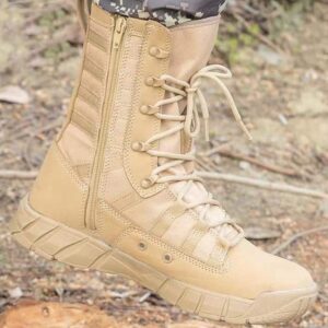 RORUN Men's Lightweight 8 inch Military Tactical Combat Swat Beige Boots Trekking Hiking Backpacking Mountaineering Outdoor Jungle Boots With Zipper-ZD02