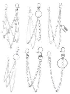 6 pieces pants chain wallet chain butterfly lock charm jeans chains pocket punk chain hip hop rock chains for women men