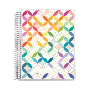 erin condren 8.5" x 11" spiral bound dot grid journal notebook - mid century circles, 5mm dot grid, 160 page writing, drawing & art notebook, 80lb thick mohawk paper, stickers included