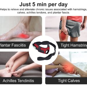 Fascia Stretcher & Foot Stretcher for Plantar Fasciitis with Massage Ball, Achilles Tendinitis, Foot Drop, Yoga Foot & Leg Stretching Strap (Red)