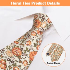 Mantieqingway Men's Cotton Floral Neck Tie 2.56'' Printed Skinny Tie