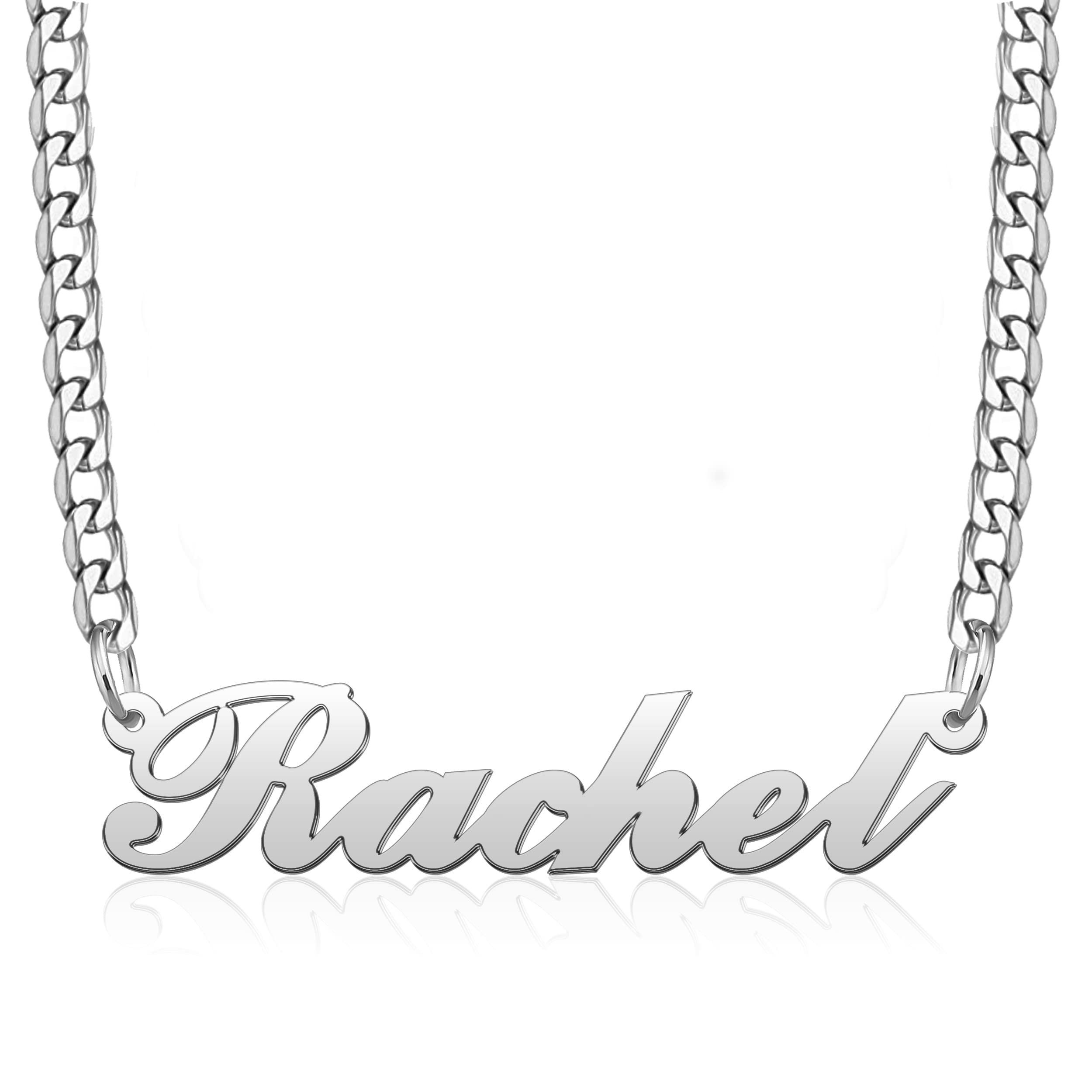 CLY Jewelry Stainless Steel Pendant Customized Custom Personalized Jasmine Name Necklace, White