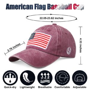 Geyoga 4 Pieces American Flag Baseball Caps USA Flag Tactical Cap Patriotic Flag Pride Caps Washed Distressed Cotton US Flag Hats for Men Women Teens