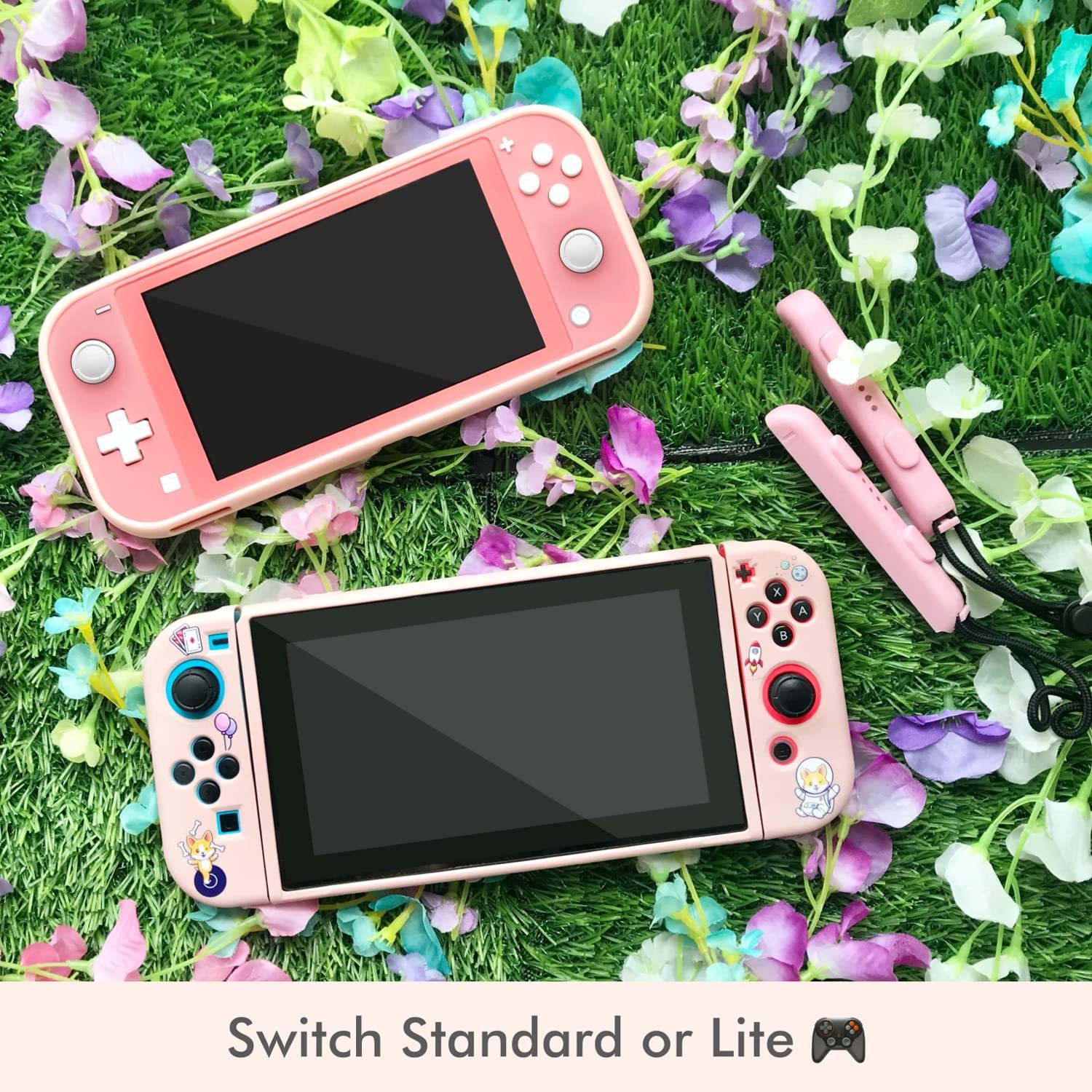 BelugaDesign Corgi Boba Case | Cute Kawaii Dog Bubble Tea Pastel Pet Cover | Snap Shell Compatible with Nintendo Switch (Switch Lite, Pink)