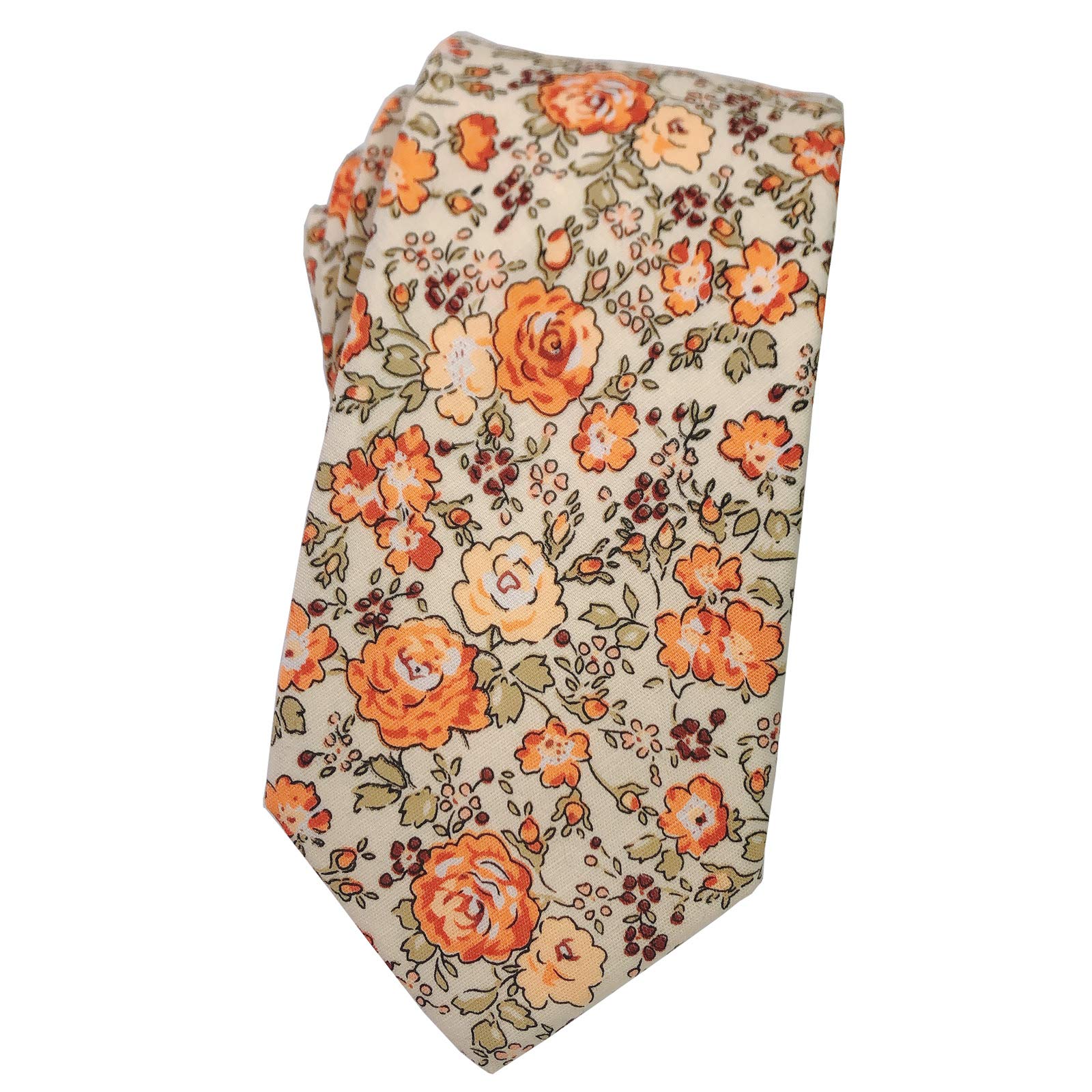 Mantieqingway Men's Cotton Floral Neck Tie 2.56'' Printed Skinny Tie