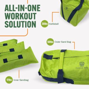 Magna Rex Sandbags for Working Out - Adjustable Sand Bags for Weight Training, Heavy Duty Equipment - 1 Outer Workout Sandbag, 3 Inner Sandbags, and 1 Soft Kettlebell