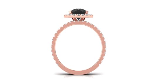 4 CT Created Black Diamond Halo Bridal Ring Set with Enhancer| AAAA Quality, 14K Rose Gold, Size:US 9.00