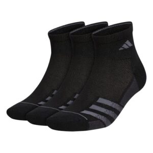 adidas men's superlite stripe 3 quarter socks (3-pair), black/night grey/onix grey, large