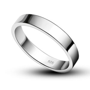 meilanduo 925 sterling silver high polish plain ring comfort fit wedding band for women men 3.5mm size 4-12 (silver, 8)