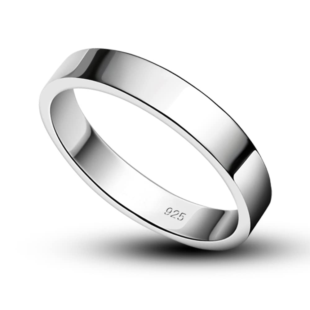 Meilanduo 925 Sterling Silver High Polish Plain Ring Comfort Fit Wedding Band for Women Men 3.5mm Size 4-12 (Silver, 8)