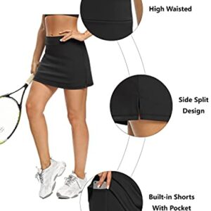 LouKeith Tennis Skirts for Women Golf Athletic Activewear Skorts Mini Summer Workout Running Shorts with Pockets Black S