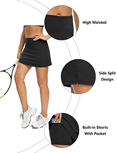 LouKeith Tennis Skirts for Women Golf Athletic Activewear Skorts Mini Summer Workout Running Shorts with Pockets Black S