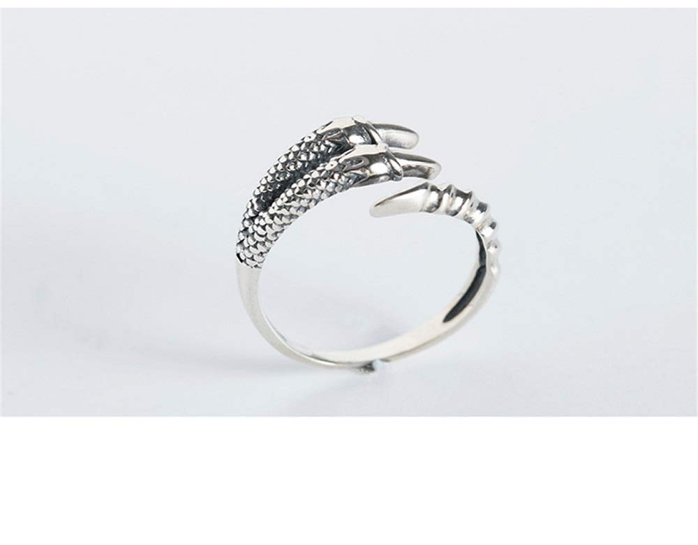 NewZenro Dainty Dragon Claw Asymmetric Wrap Open Rings for Women Gothic Punk Sterling Silver Adjustable Statement Promise Engagement Fashion Finger Knuckle Tail Band Rings for Birthday