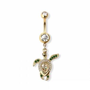 pierced owl 14ga 316l surgical stainless steel swimming sea turtle dangling belly button ring