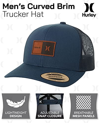 Hurley Men's Caps - Fairway Trucker Mesh Panel Baseball Cap Trucker Hat - Snap Back Hats for Men, Size One Size, Obsidian