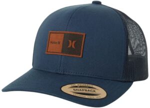 hurley men's caps - fairway trucker mesh panel baseball cap trucker hat - snap back hats for men, size one size, obsidian