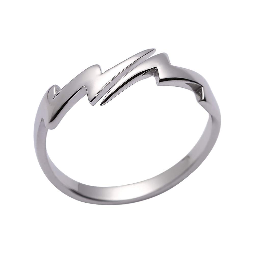 Adjustable Open Band Ring 925 Sterling Silver Flash Lightning Bolt for Women Statement Stackable Minimalist Expandable Knuckle Finger Rings Comfort Fit Fashion Personalized Jewelry