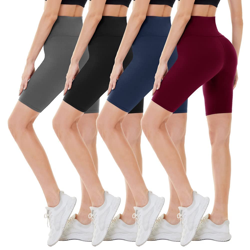 CAMPSNAIL 4 Pack Biker Shorts for Women High Waist - 3"/5"/8" Tummy Control Soft Athletic Yoga Workout Running Gym Shorts