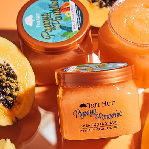 Tree Hut Papaya Paradise Shea Sugar Scrub, 18 oz, Ultra Hydrating and Exfoliating Scrub for Nourishing Essential Body Care