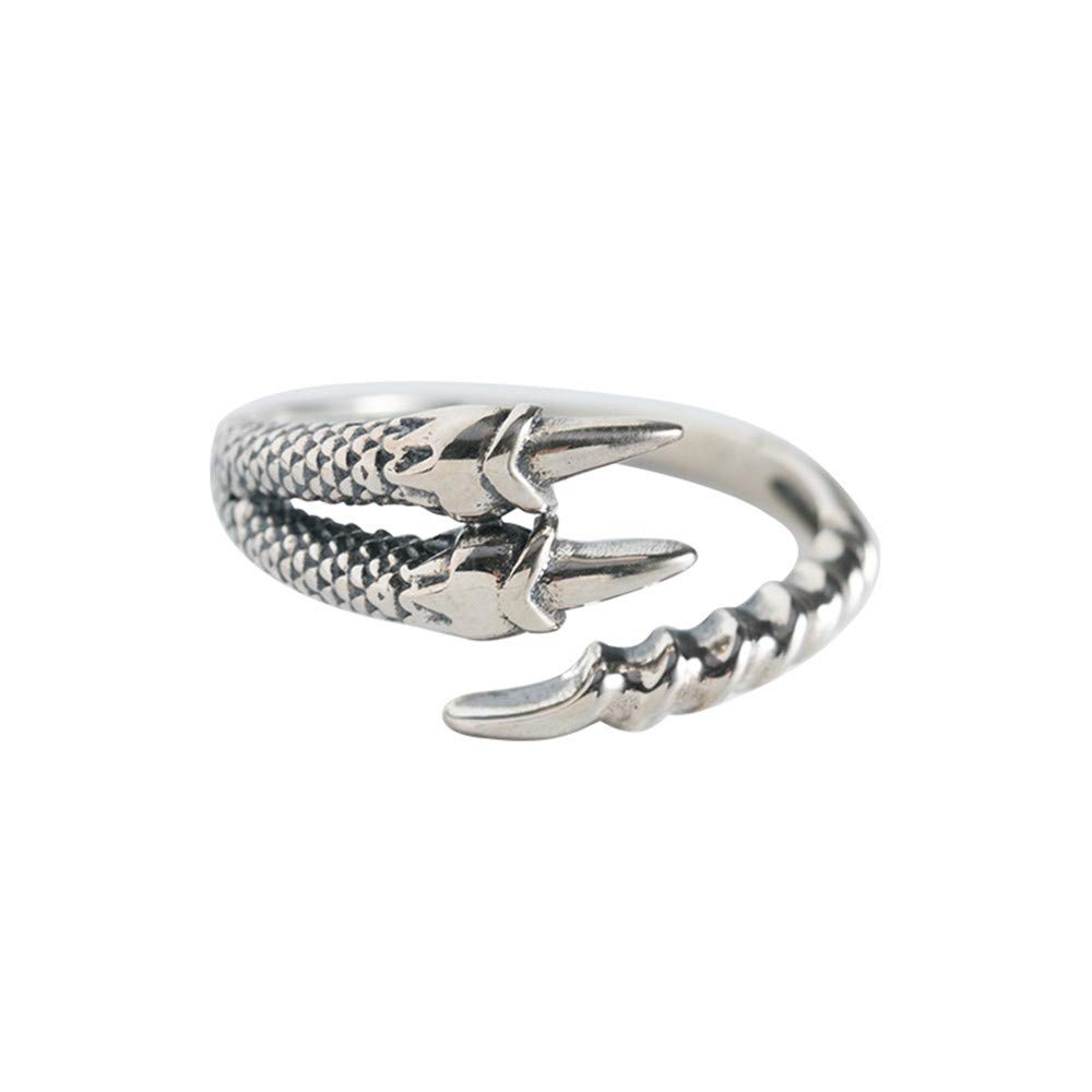 NewZenro Dainty Dragon Claw Asymmetric Wrap Open Rings for Women Gothic Punk Sterling Silver Adjustable Statement Promise Engagement Fashion Finger Knuckle Tail Band Rings for Birthday