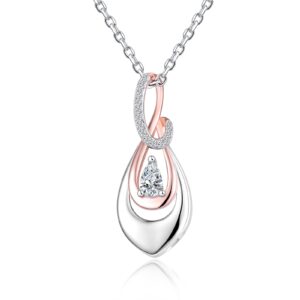 925 sterling silver ash necklace memorial teardrop cz keepsake pendant infinity urn necklace for ashes for women cremation jewelry(clear)