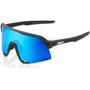 100% s3 sport performance cycling sunglasses (matte black - hiper blue multilayer mirror lens)