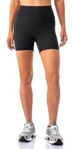 lavento women's all day soft biker shorts 5 inch - high waisted workout gym running yoga shorts (black, 6)