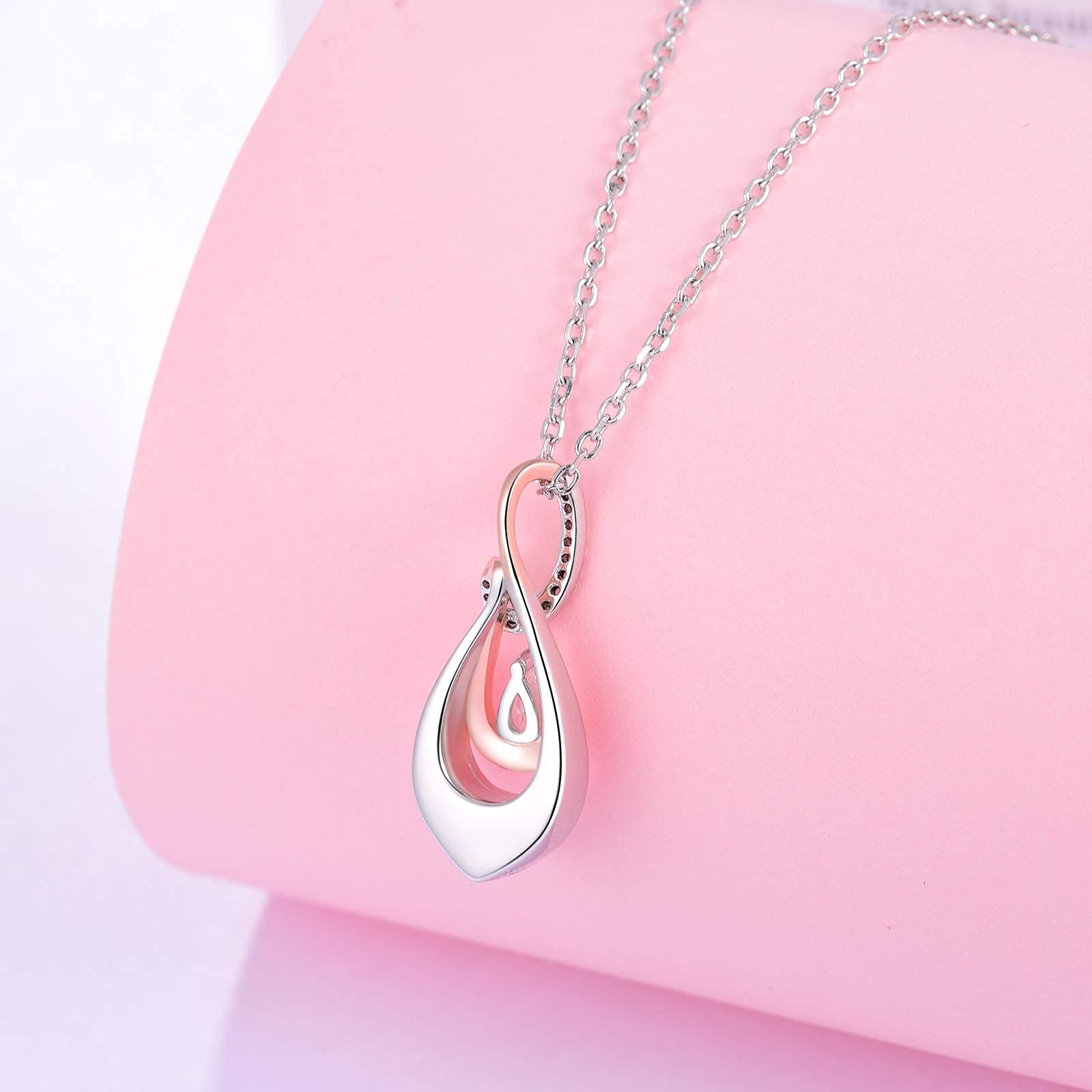 925 Sterling Silver Ash Necklace Memorial Teardrop CZ Keepsake Pendant Infinity Urn Necklace for Ashes for Women Cremation Jewelry(clear)