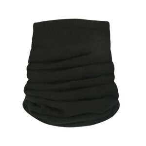 tittimitti 100% Cashmere Knitted Neck Gaiter Neck Warmer Loop Scarf for Men and Women. (Black)