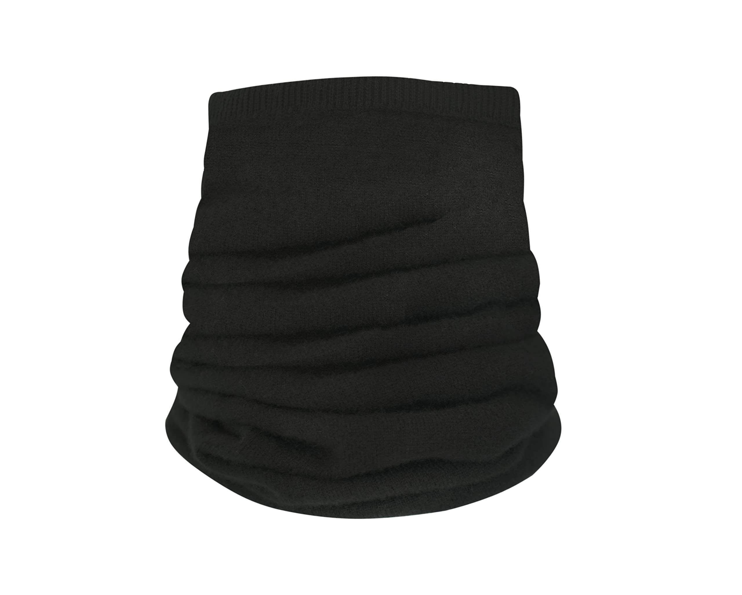 tittimitti 100% Cashmere Knitted Neck Gaiter Neck Warmer Loop Scarf for Men and Women. (Black)