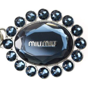 Prada Miu Miu Trick Oval Crystal Dark Blue Plex Charm Key Chain 5TM092